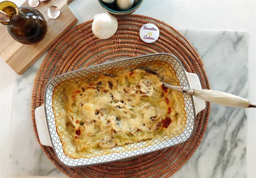 Recette facile de gratin de ravioles aux champignons